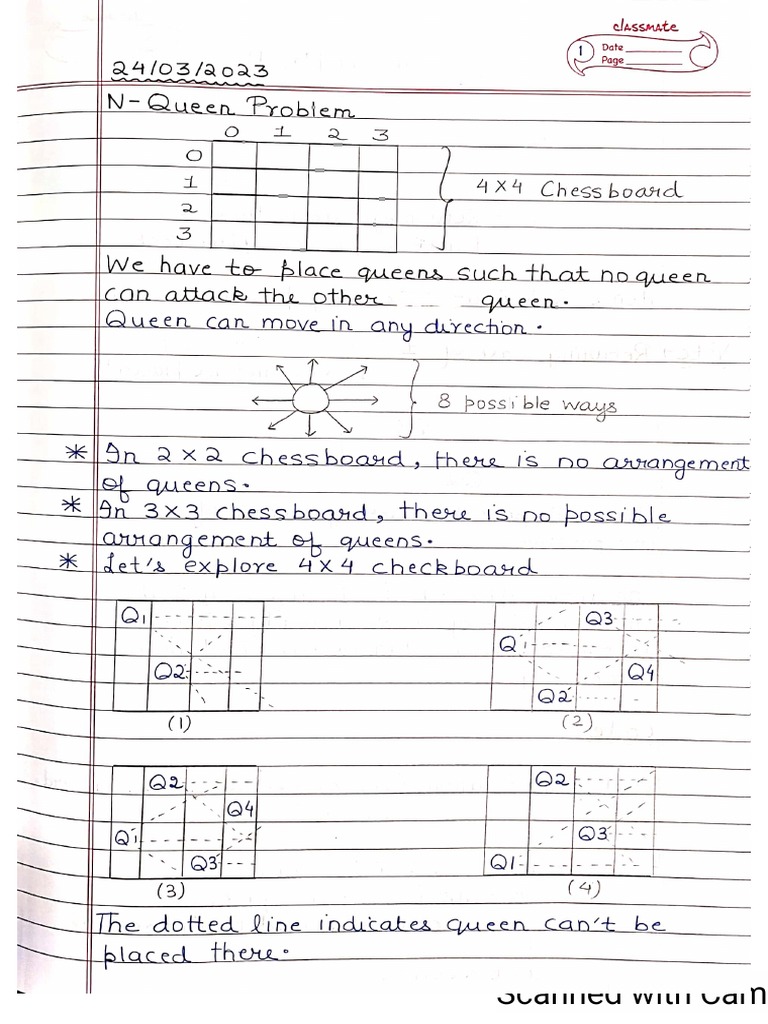 Backtracking N Queens Problem 24th March 2023 | PDF