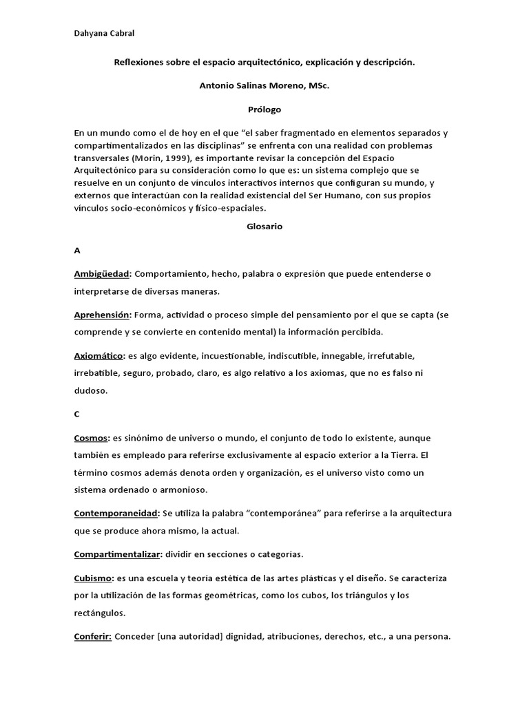 Glosario Espacio Arq. | PDF | Realidad