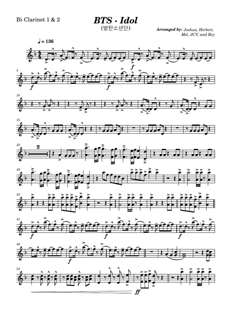 (Score) BTS-Idol-Bb_Clarinet | PDF