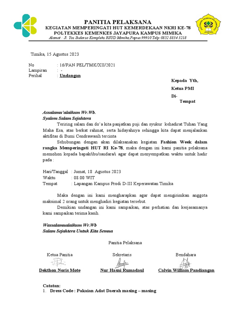 Surat Undangan Kegiatan 17AN | PDF