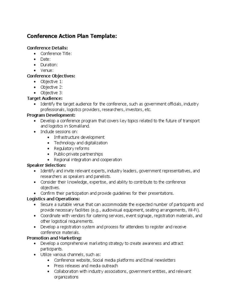 Conference Action Plan | Download Free PDF | Logistics | Target Audience