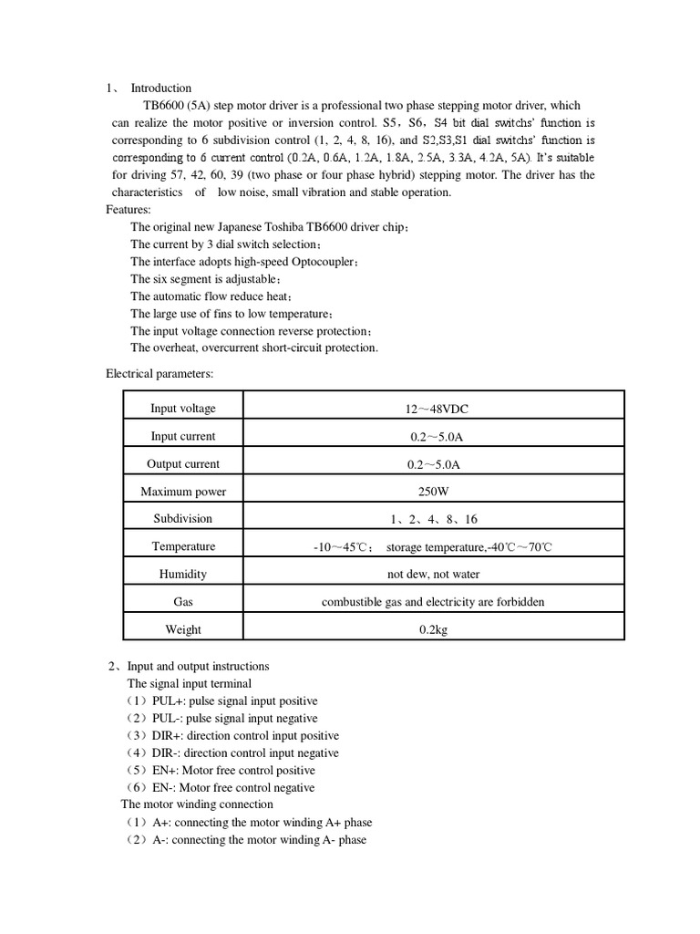 TB6600 5A Overseas Version | PDF
