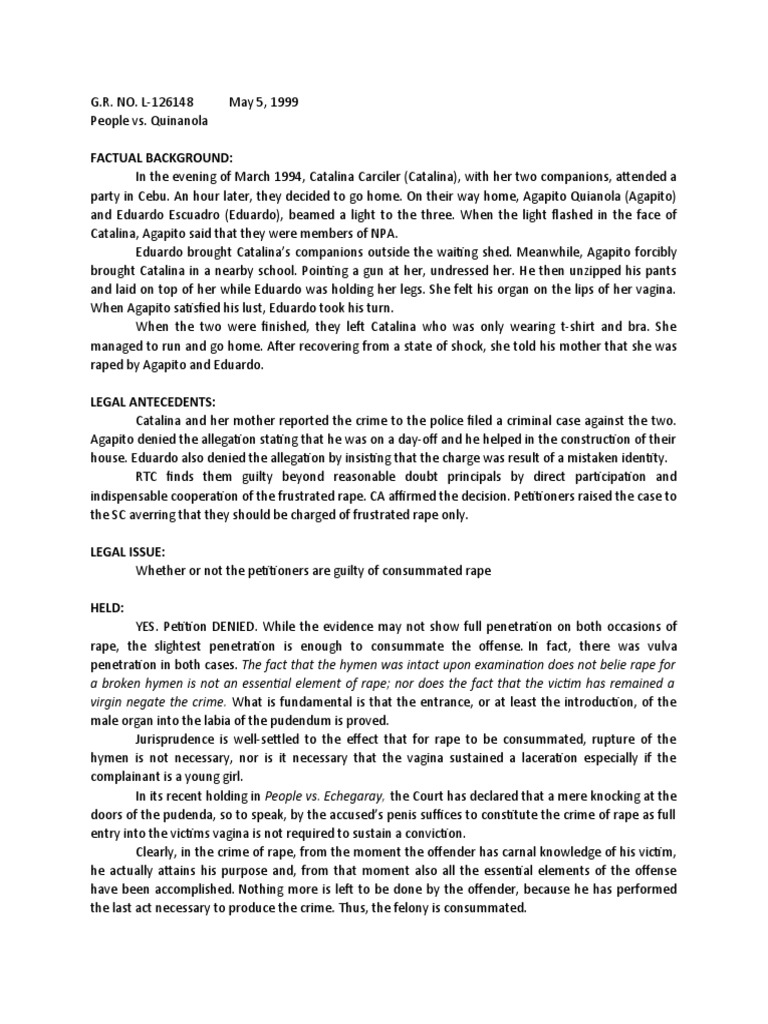 People vs. Quinanola | PDF | Rape | Crimes