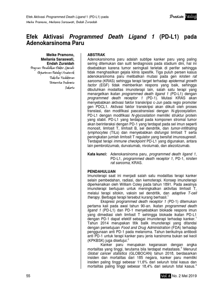 Efek Aktivasi Programmed Death Ligand 1 (PD-L1) | PDF