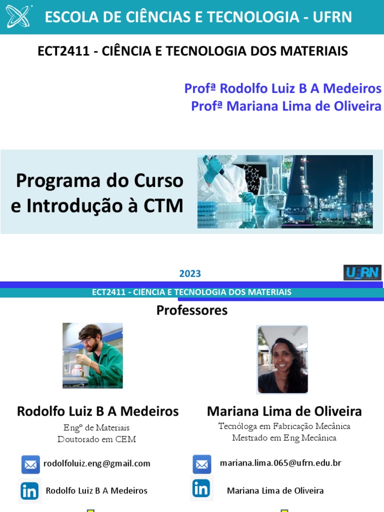 Programa Do Curso e Introduo CTM | PDF | Ligação química | Ciência de ...