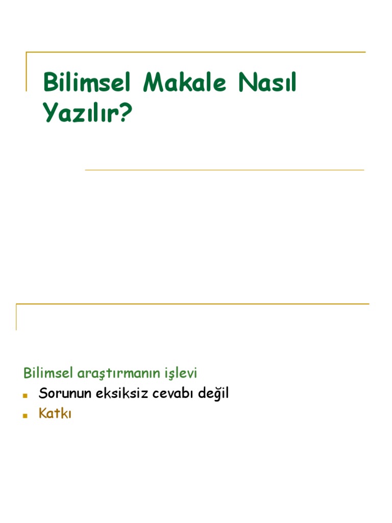 Bilimsel Makale Nasil Yazilir | PDF Bilimsel Makale Nasil Yazilir | PDF