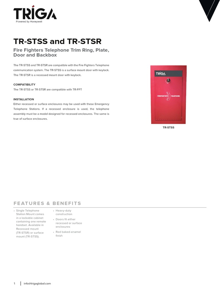 Data Sheet - Fire Telephone Station - TR-STSS - TR-STSR - Triga - UL ...