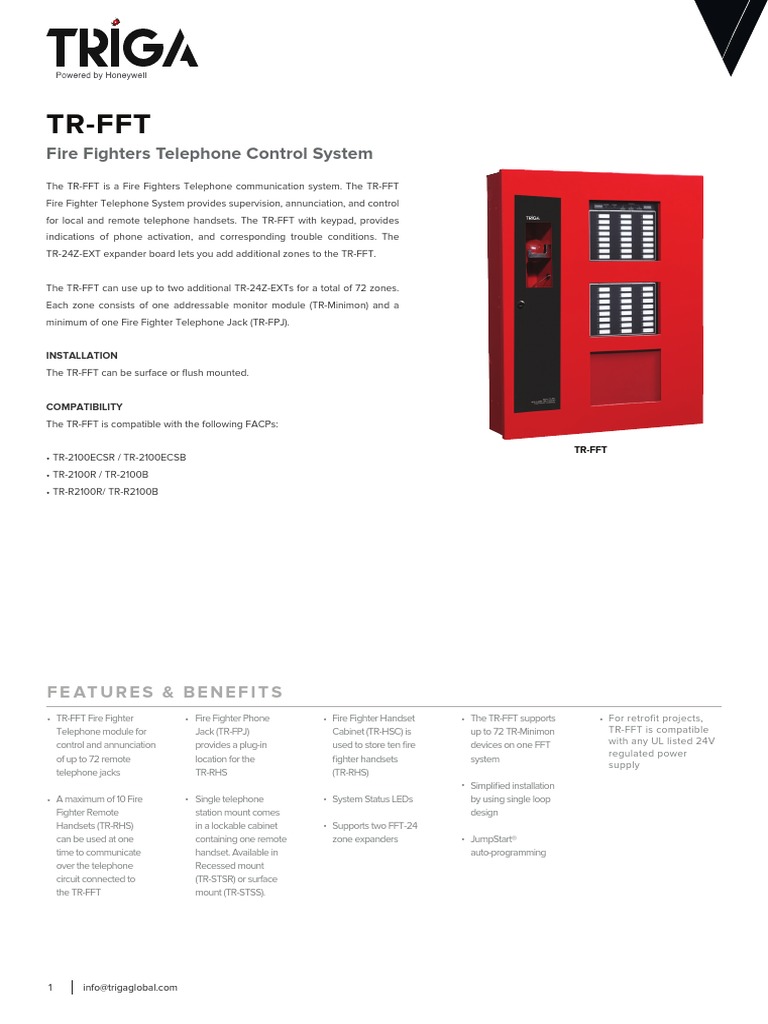 Data Sheet - Fire Telephone Panel - TR-FFT - Triga - UL & FM | PDF | Telephone | Computer ...