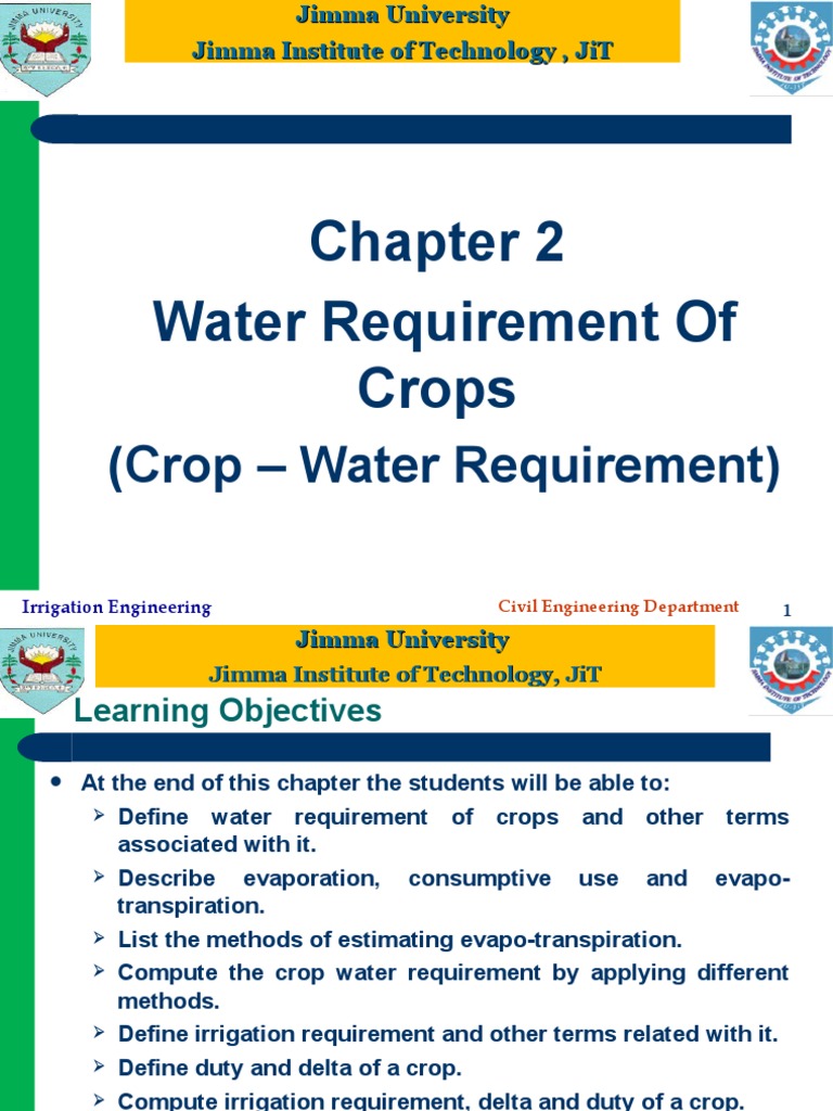 Crop Water Requirement and Irrigation | PDF | Evapotranspiration ...