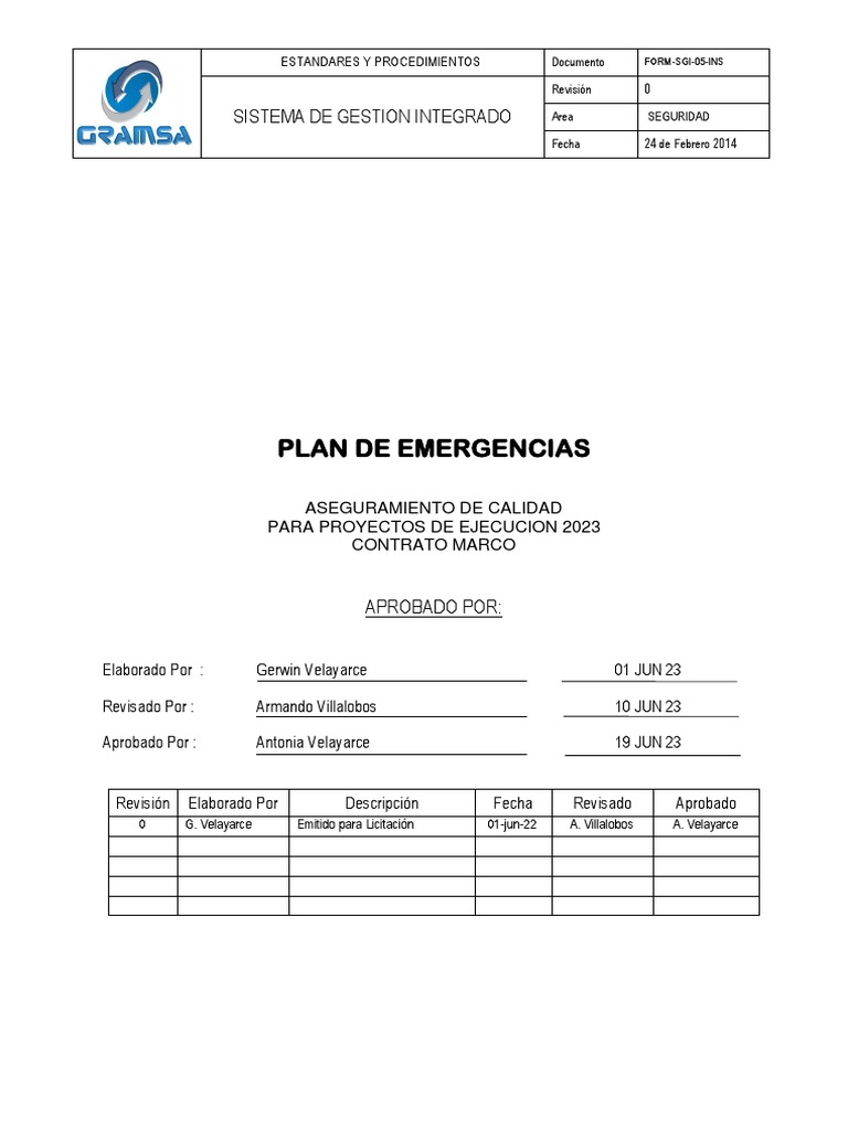 Plan de Emergencias | PDF | Primeros auxilios | Seguridad y salud ocupacional