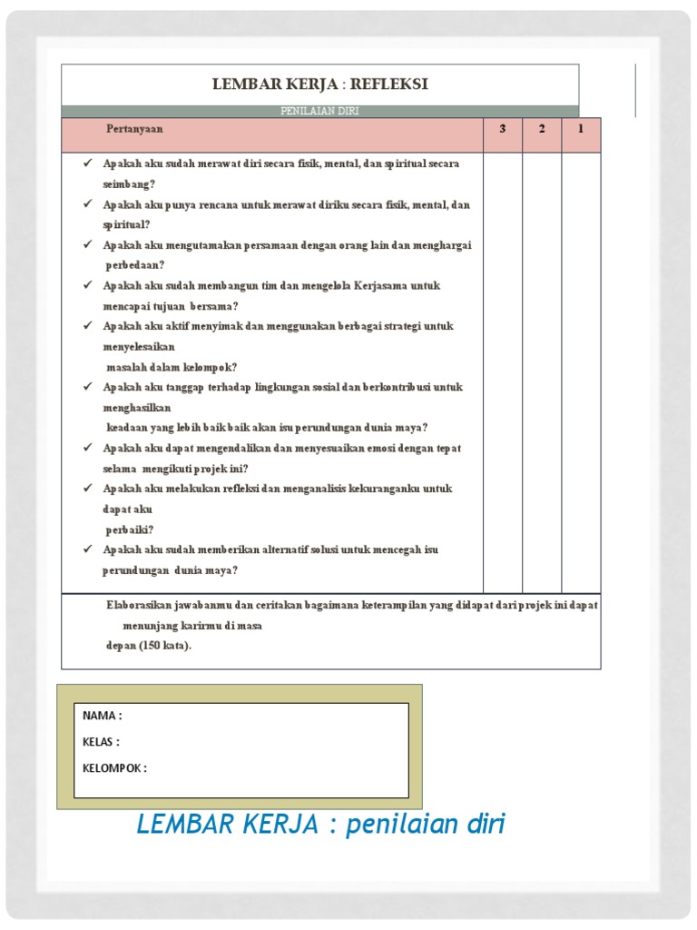 Lembar Kerja P5BK | PDF | Pengembangan Diri