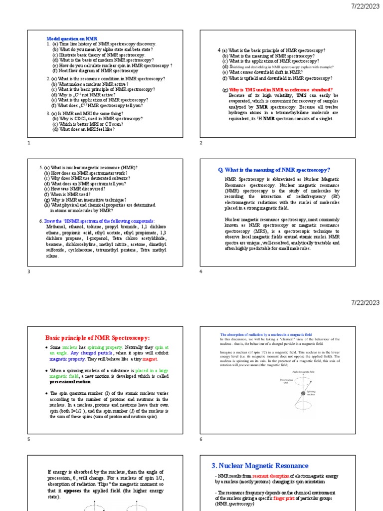 10 NMR Question Answer | PDF