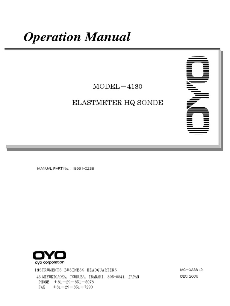 Operation Manual For Elastmeter HQ Sonde | PDF