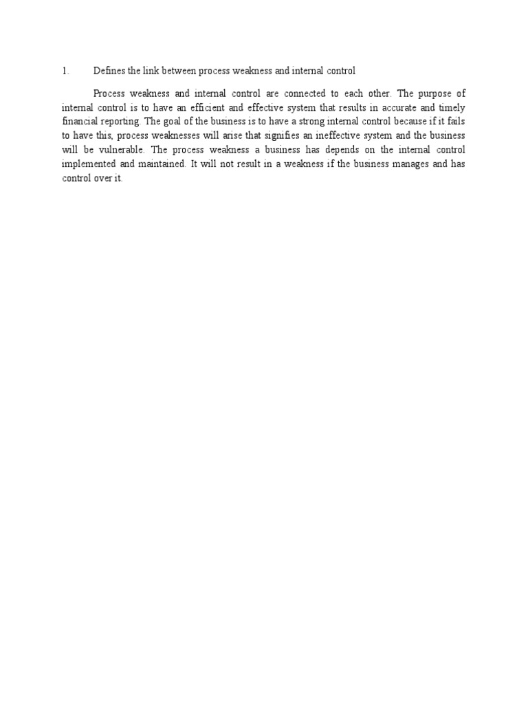 Process Weakness and Internal Control | PDF