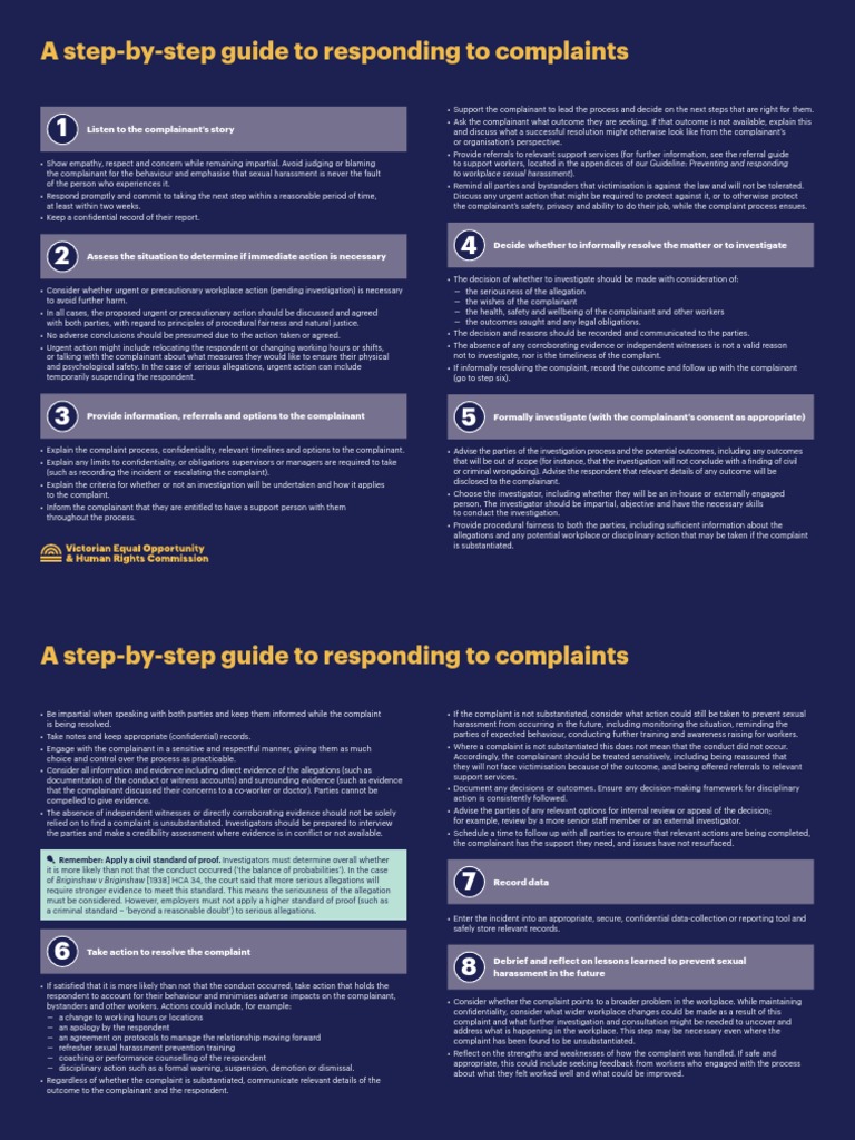 Resource-Step by Step Complaints Response-Aug20 | PDF | Sexual ...