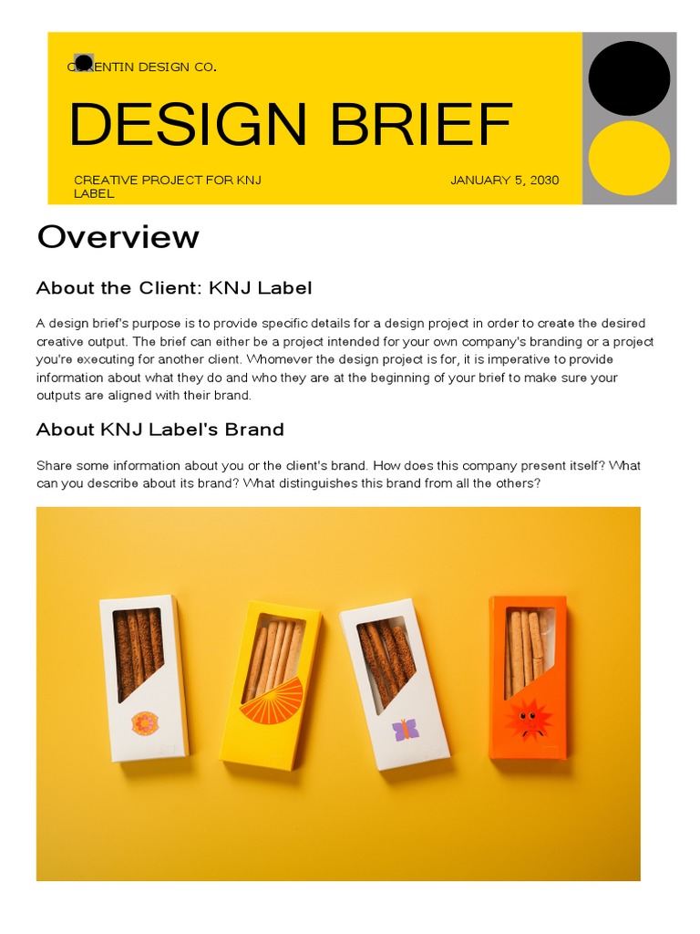 Design Brief Professional Doc in Yellow Black Grey Bold Modern Style | PDF