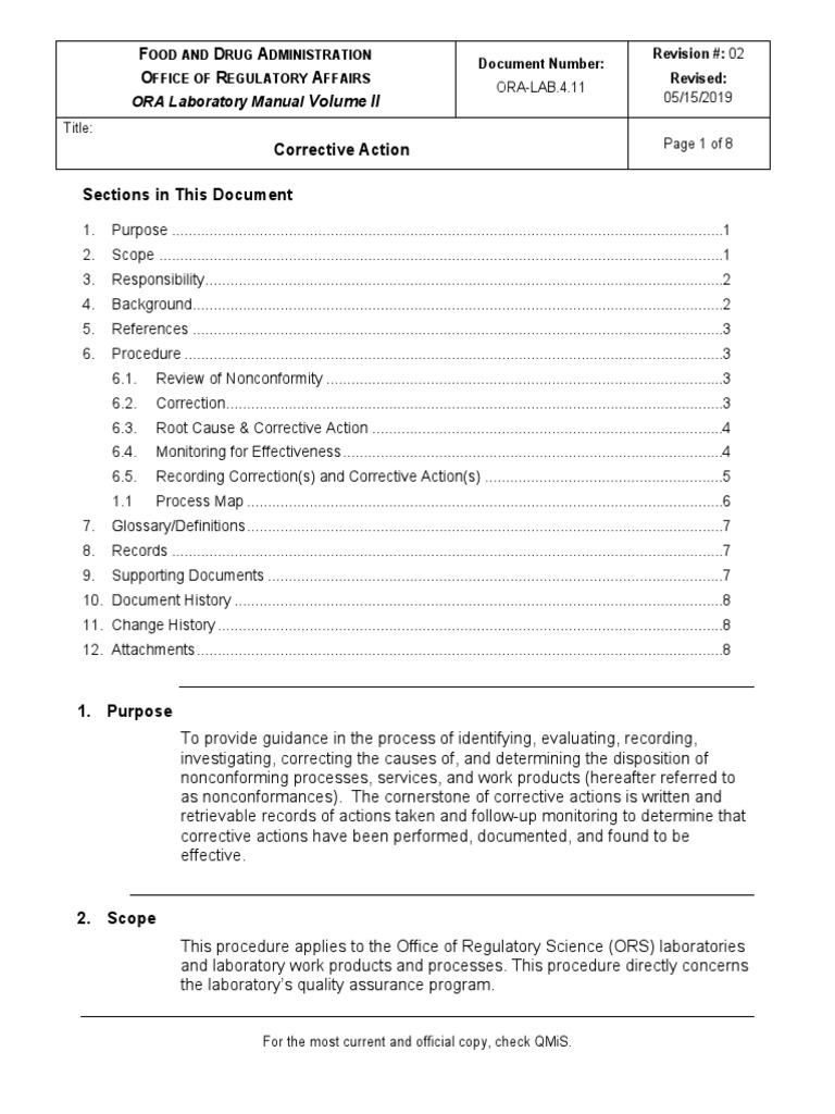 ORA-LAB.4.11 Corrective Action (v02) | PDF | Business