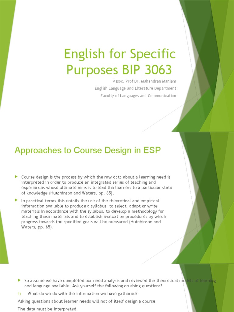 Week 3 Course Design in ESP | PDF