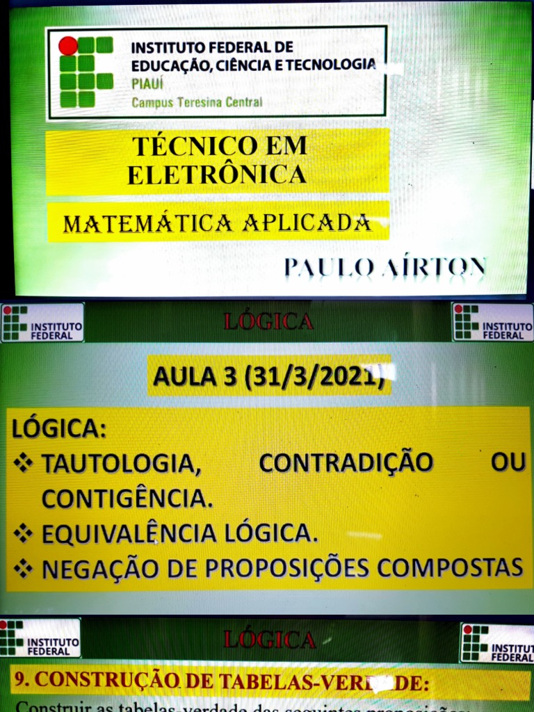 Matemática Aula-3 IFPI | PDF