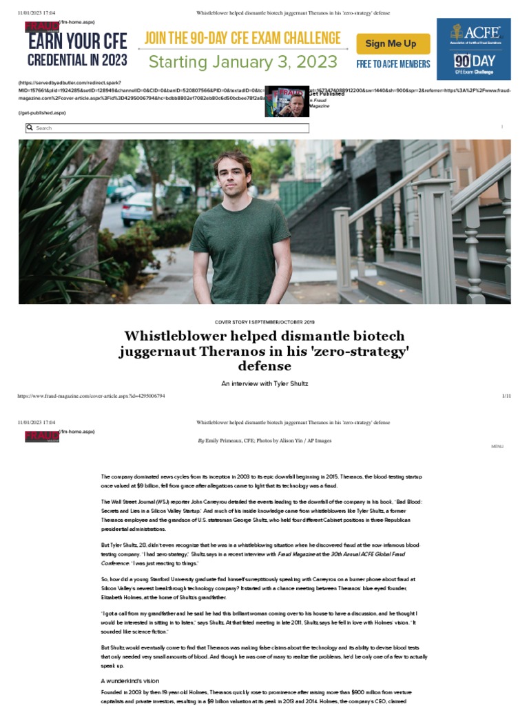 Whistleblower Helped Dismantle Biotech Juggernaut Theranos in His Zero ...