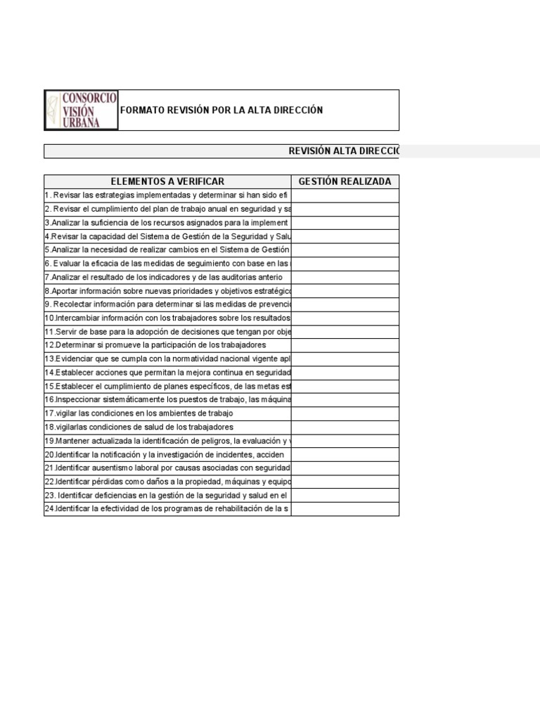 Revisión de Gestión en Seguridad y Salud | PDF