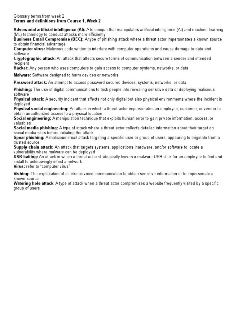 Glossary Terms From Week 2 - Coursera | PDF | Computers