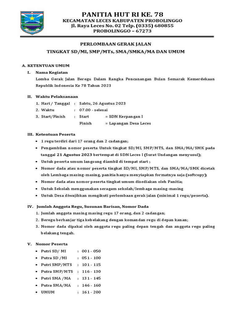 Ketentuan Lomba Gerak Jalan | PDF