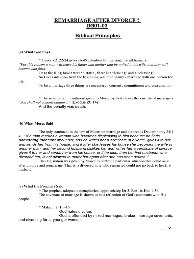Remarriage After Divorce - David Pawson | PDF | Adultery | Marriage