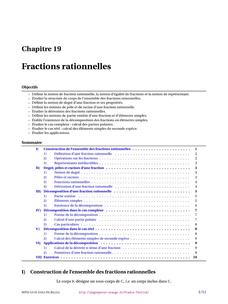 Introduction aux fractions rationnelles | PDF | Mathématiques ...