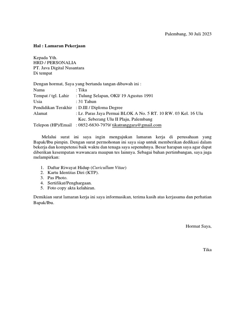 CV Tika - PT. Java Digital Nusantara | PDF