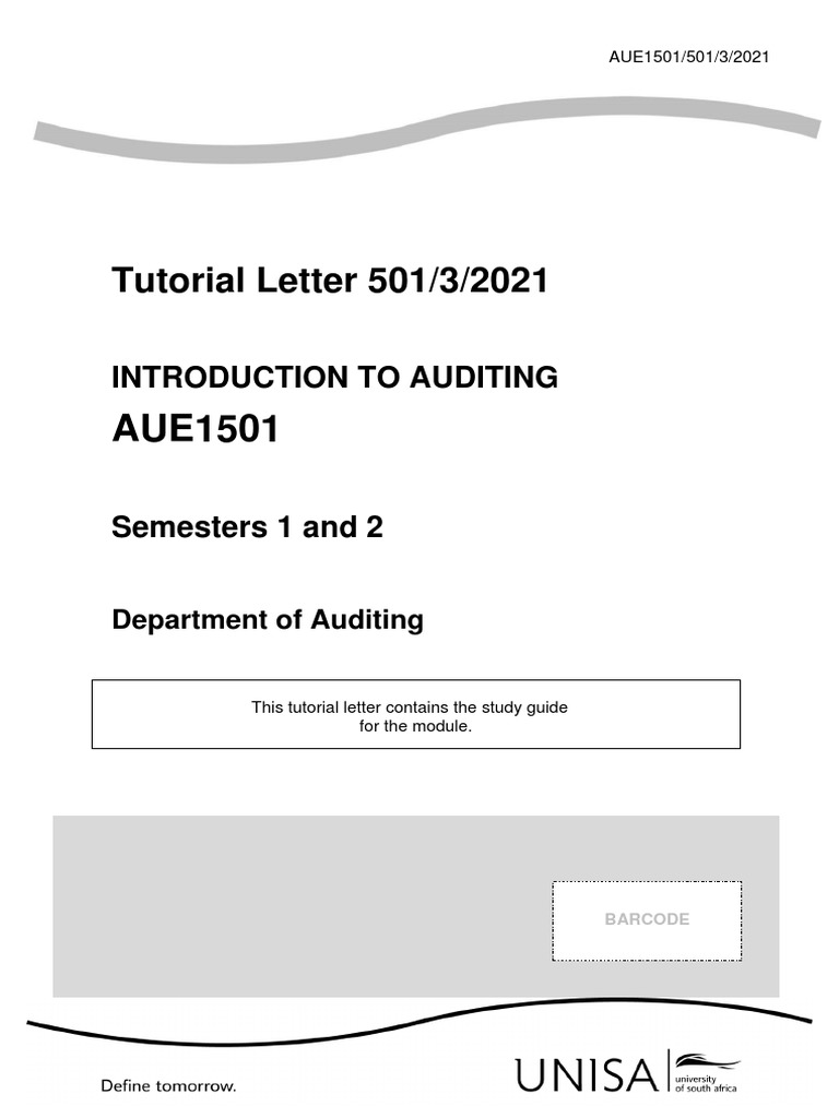Introduction to Auditing AUE1501 Guide | PDF | Internal Audit | Audit