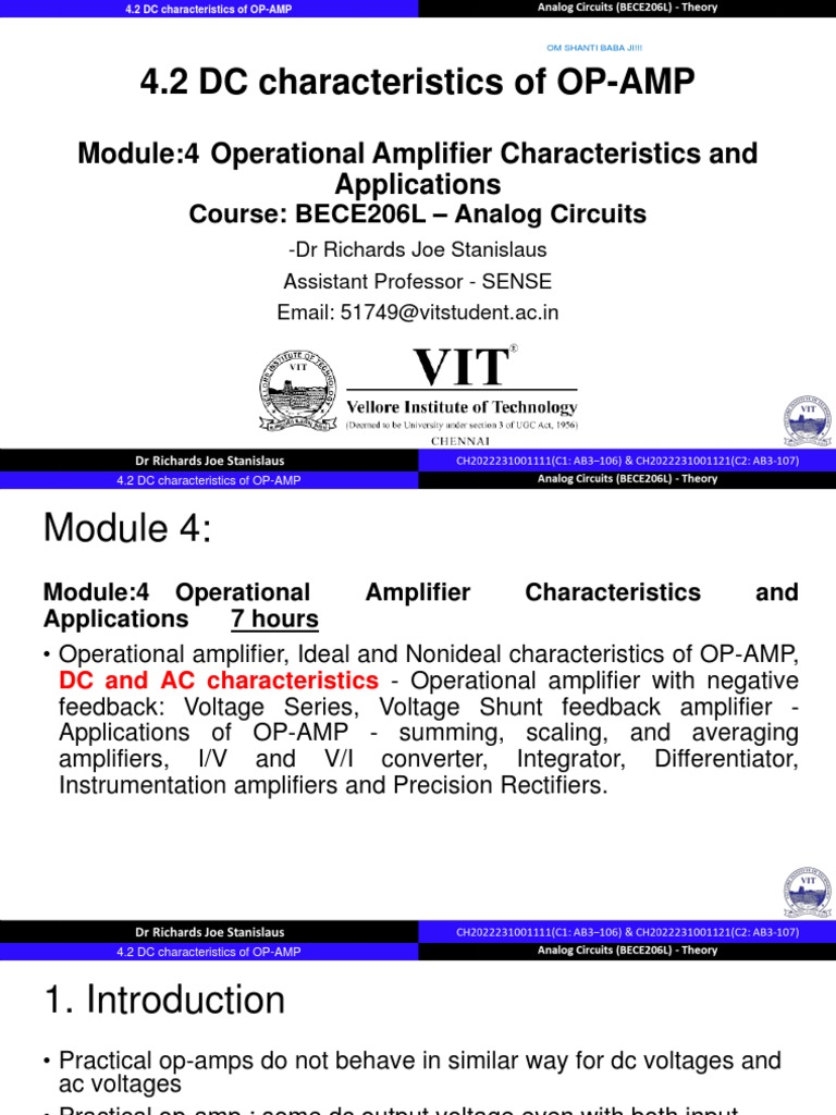 AE - 4.2 Op-Amp DC Characteristics | PDF