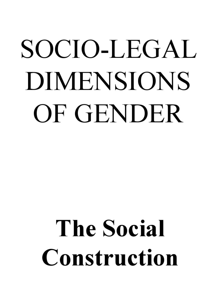 Socio Legal Dimensions Of Gender PDF