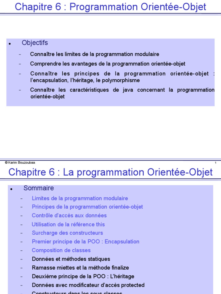 POO : Concepts et Limites en Java | PDF | Classe (informatique ...