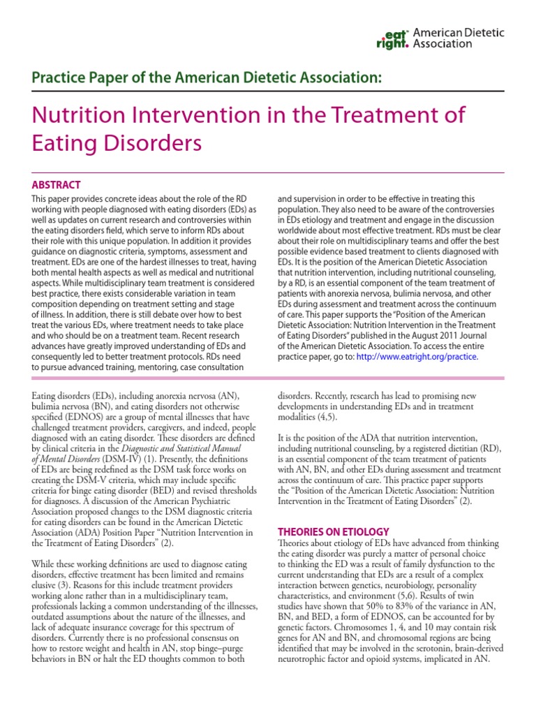 Practice Paper Nutrition Intervention | Eating Disorder | Diagnostic ...