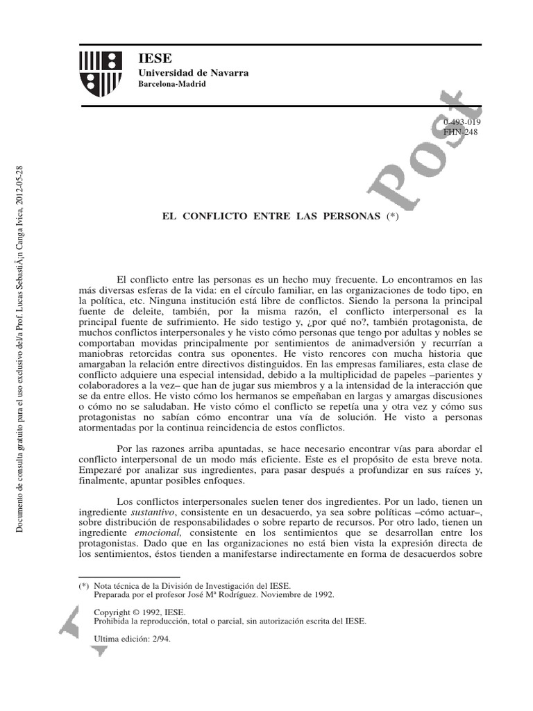 Conflicto Entre Personas | PDF