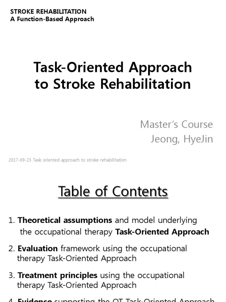 Task-Oriented Stroke Rehabilitation Guide | PDF | Physical Therapy ...