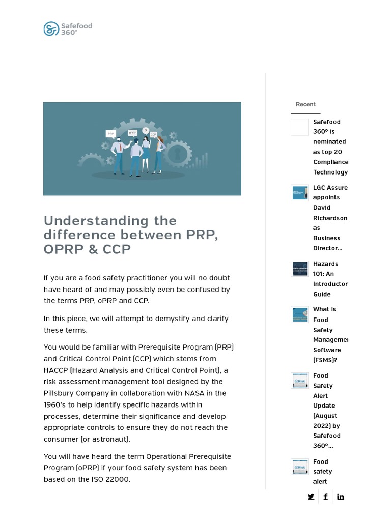 Understanding The Difference Between PRP, OPRP & CCP - An Introduction ...