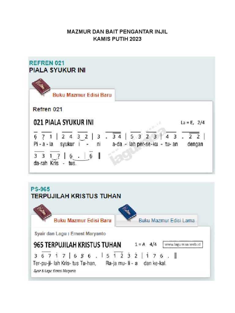 Mazmur Dan Bait Pengantar Injil | PDF