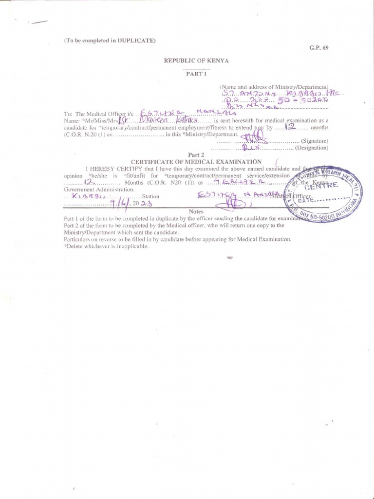 GP69 Medical Examination Form Guide | PDF