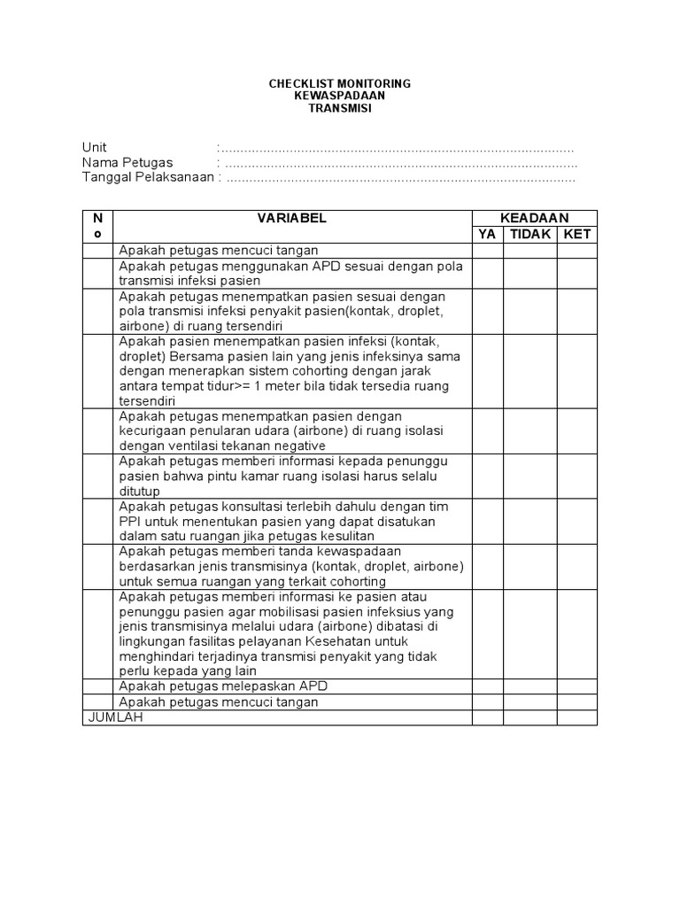 Checklist Monitoring | PDF