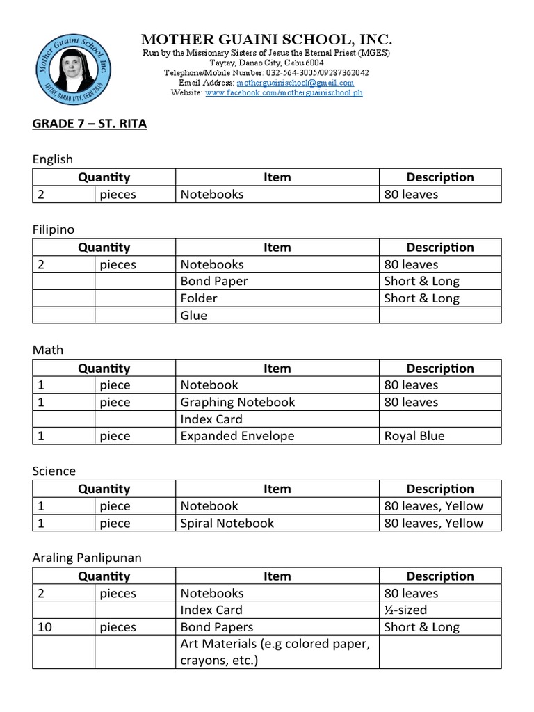 Jhs - Shs Requirements - 081952 | PDF | Notebook | Science