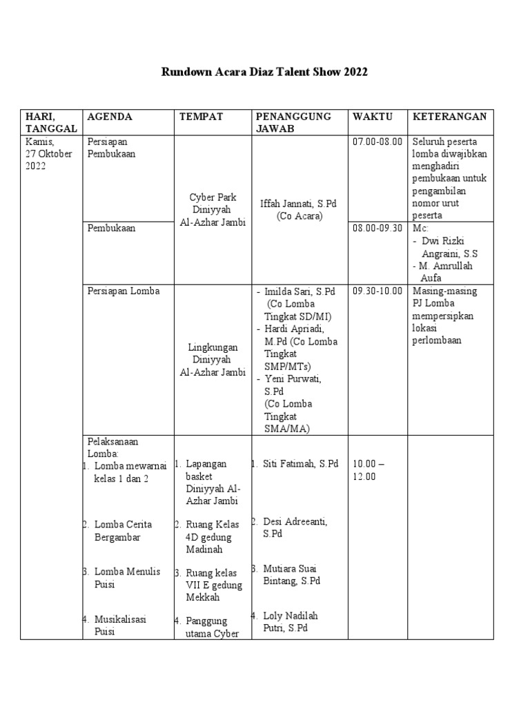 Rundown Bulan Bahasa | PDF