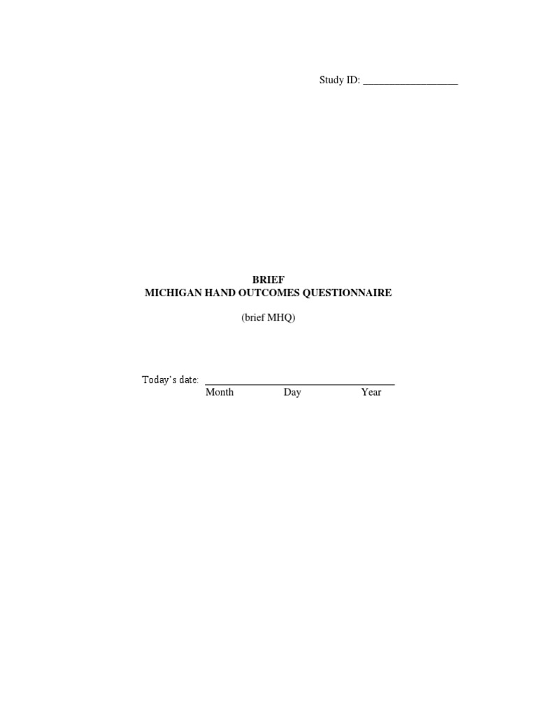 Brief Michigan Hand Questionnaire With Scoring | PDF | Race And ...
