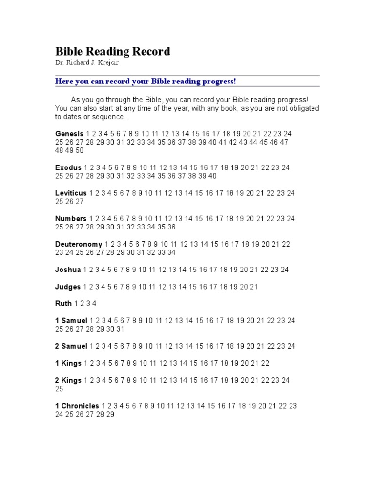 Bible Reading Record | PDF | Books Of Chronicles | Religious Works