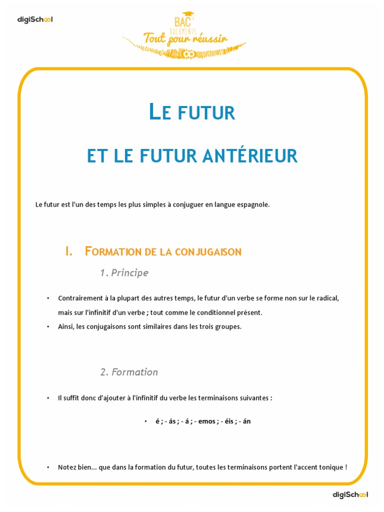 Futur Et Le Futur Anterieur Grammaire Cours | PDF | Verbe | Conjugaison