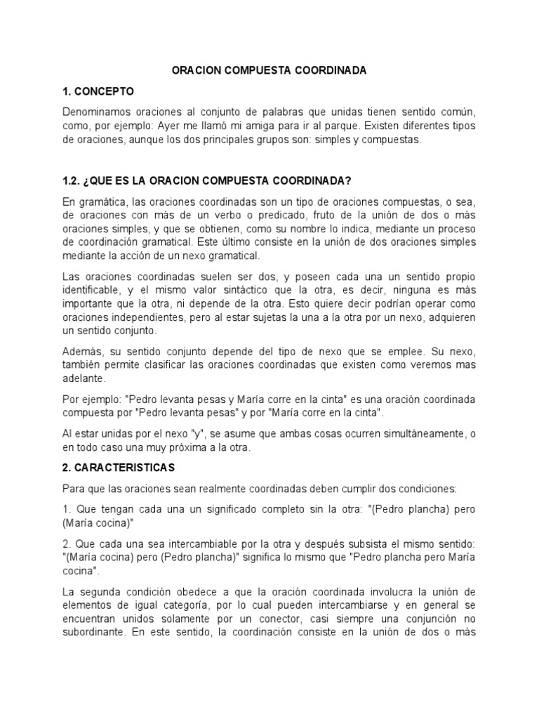 Oracion Compuesta Coordinada | PDF