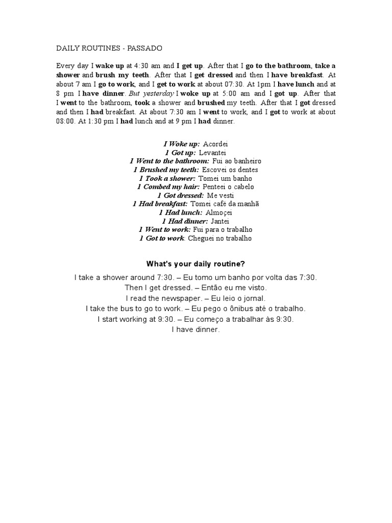 Daily Routines | PDF