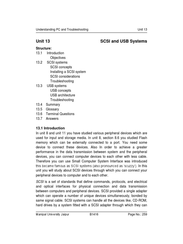 Unit 13 SCSI and USB Systems | PDF | Usb | Bios