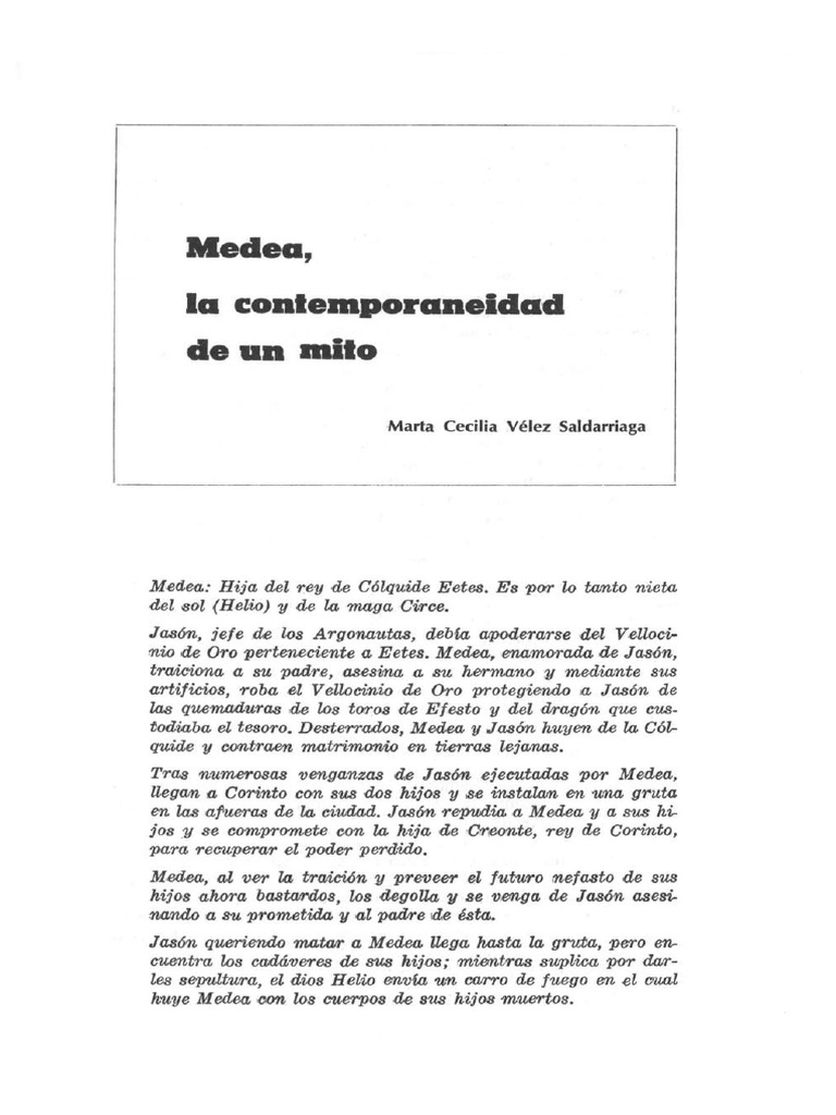 Medea, La Contemporaneidad de Un Mito - Brujas Las Mujeres Escriben ...